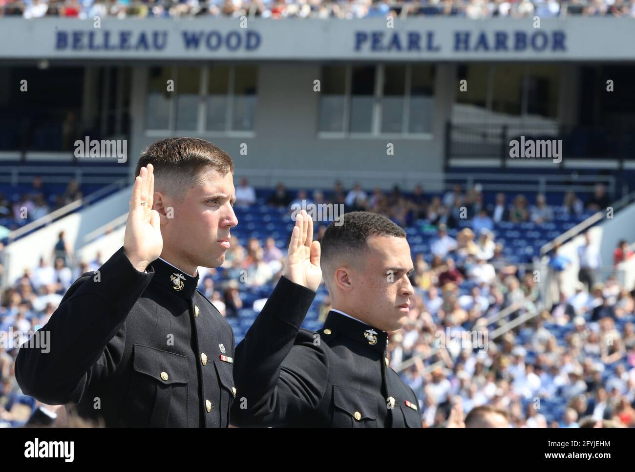 Annapolis, United States. 28th May, 2021. Naval Academy Midshipmen are ...