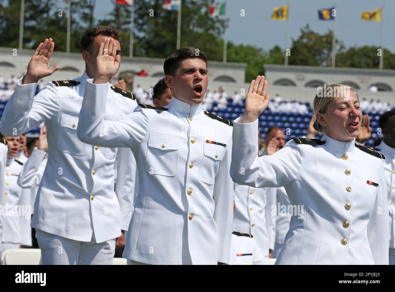 Annapolis, United States. 28th May, 2021. Naval Academy Midshipmen are ...