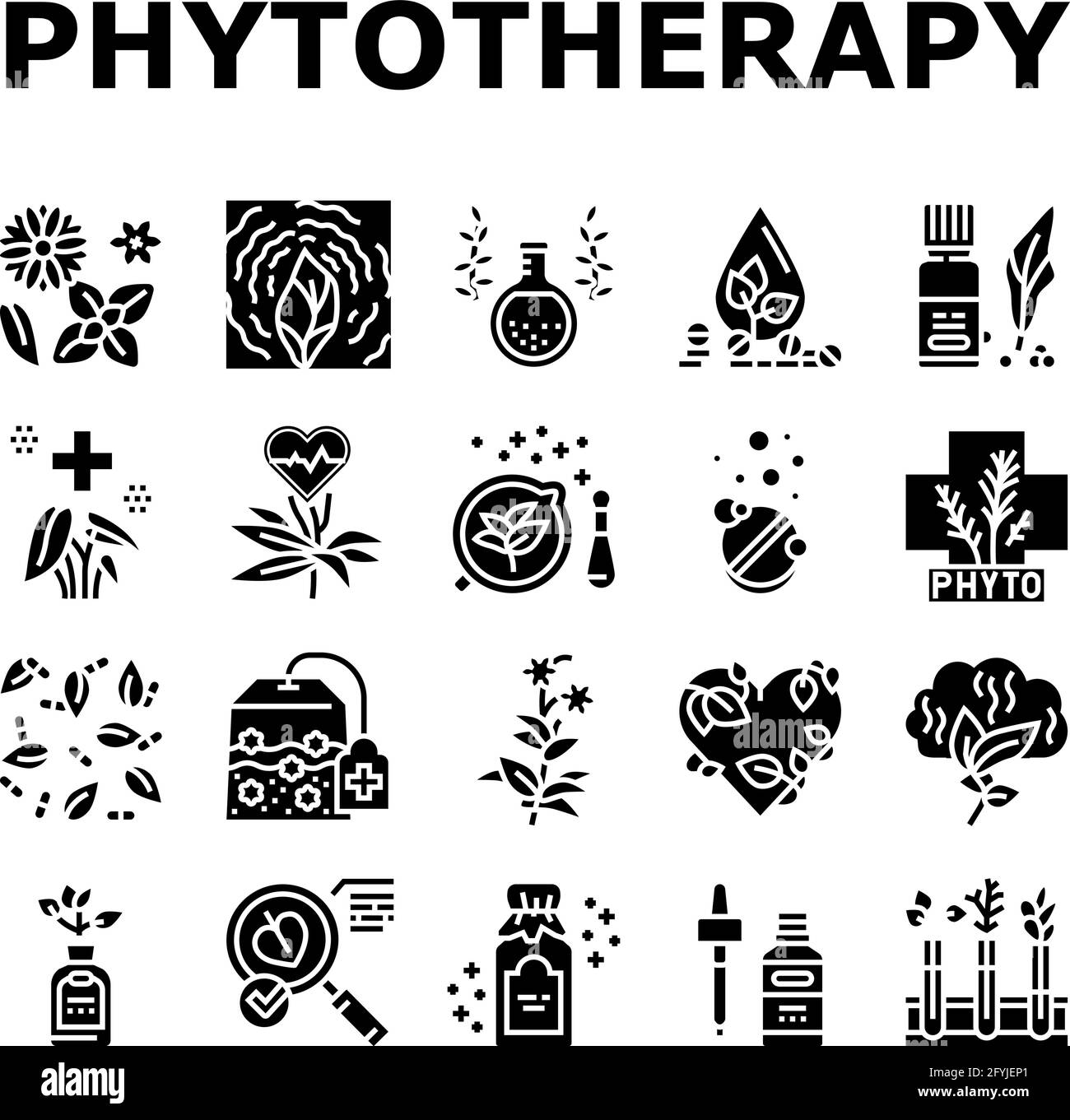 Phytotherapy Treat Collection Icons Set Vector Stock Vector Image & Art ...