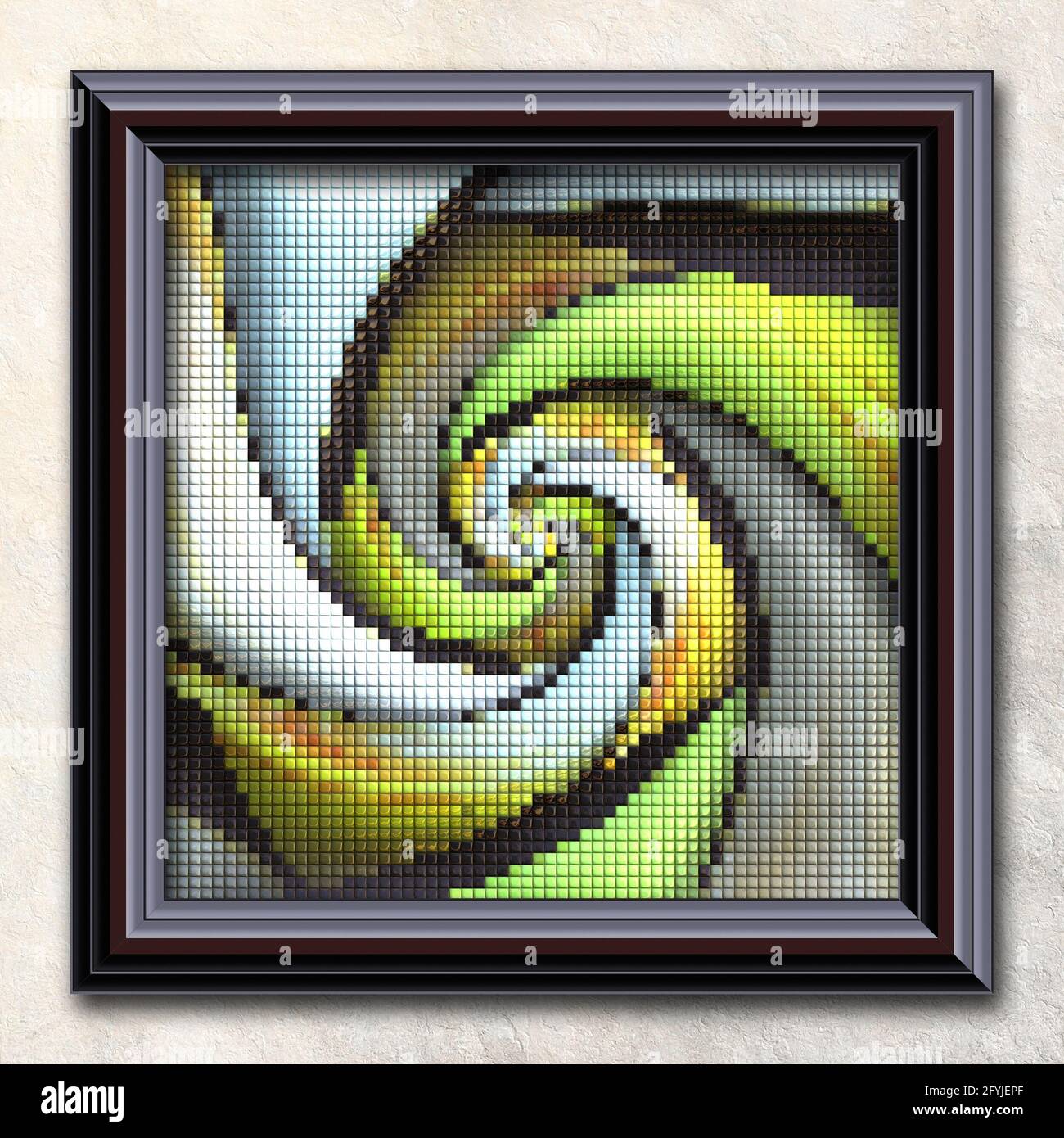 3D rendering combo artwork with puff pixels fractal in elegant frame ...