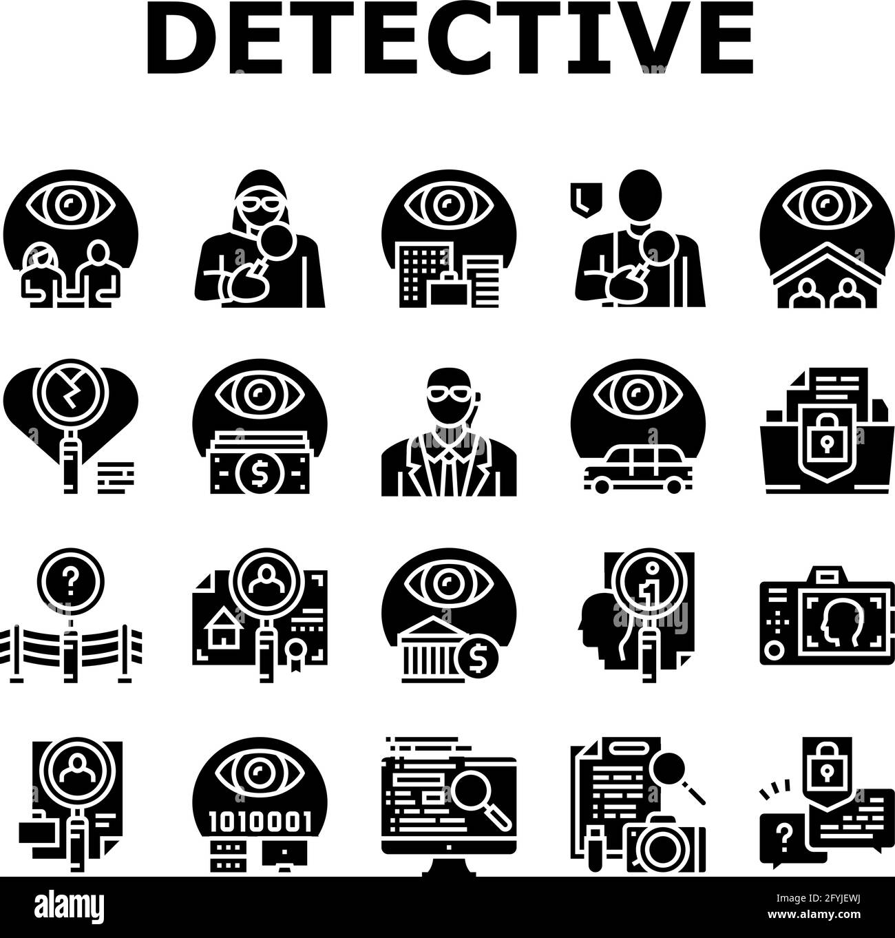 Private Detective Collection Icons Set Vector Stock Vector Image & Art ...
