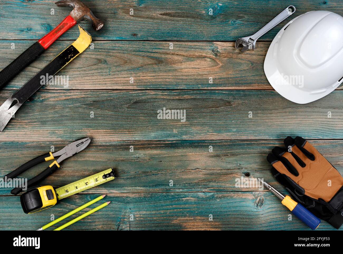 Happy Labor Day concept background with construction work tools in each ...