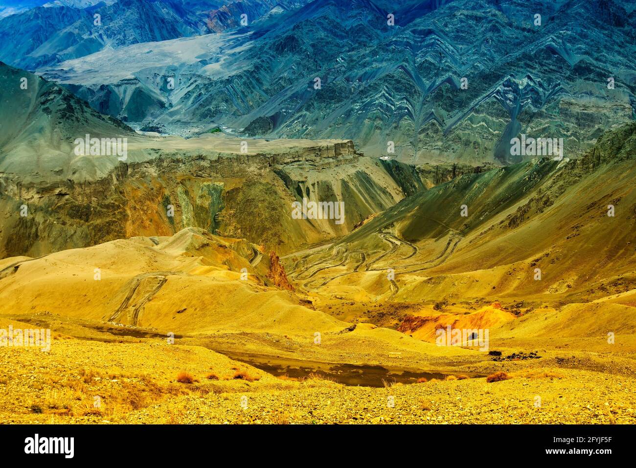 Beautiful aerial view of moonland , Himalayan mountain background ...