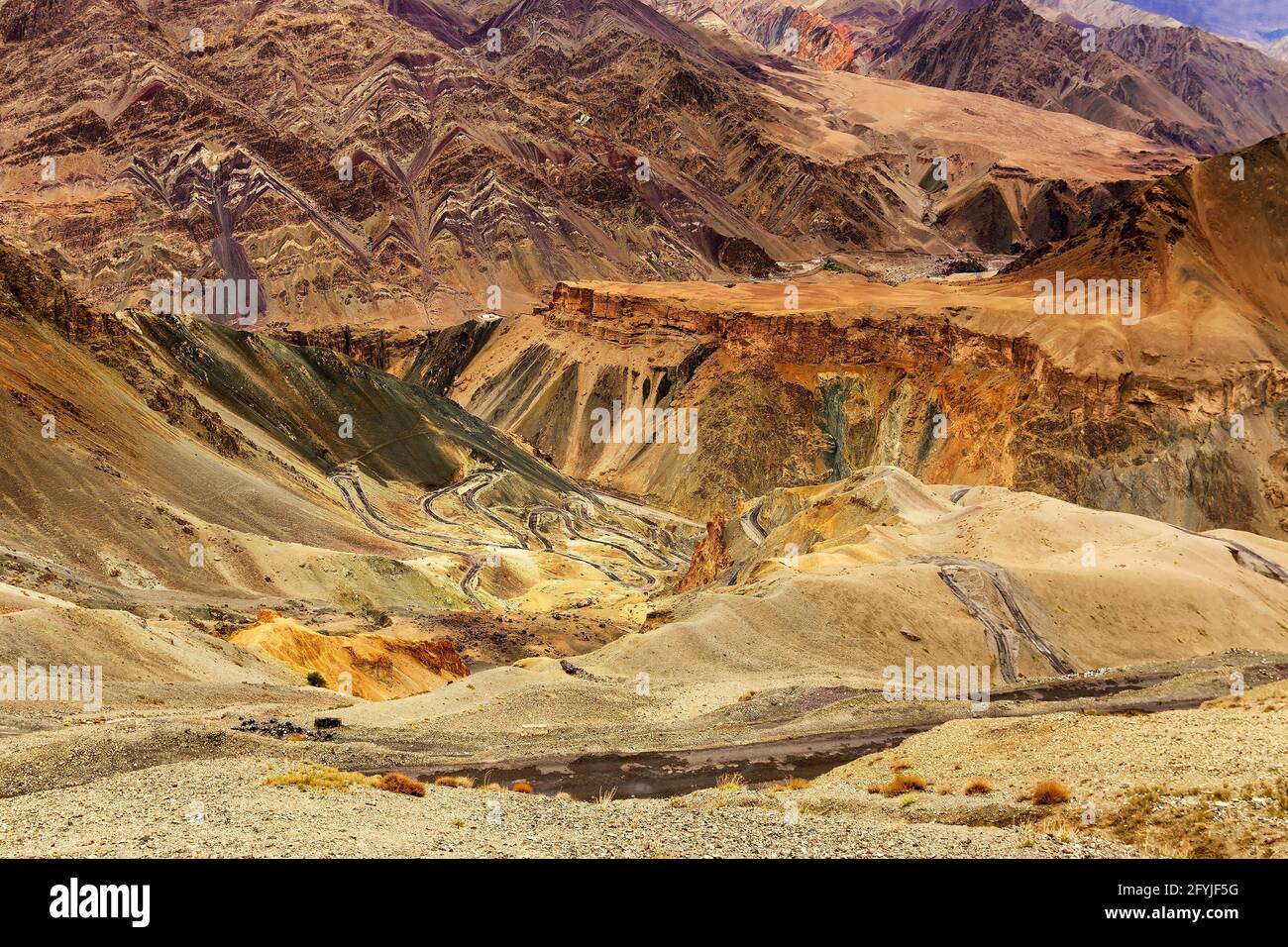Beautiful aerial view of moonland ,Ladakh,Jammu and Kashmir, India. The ...