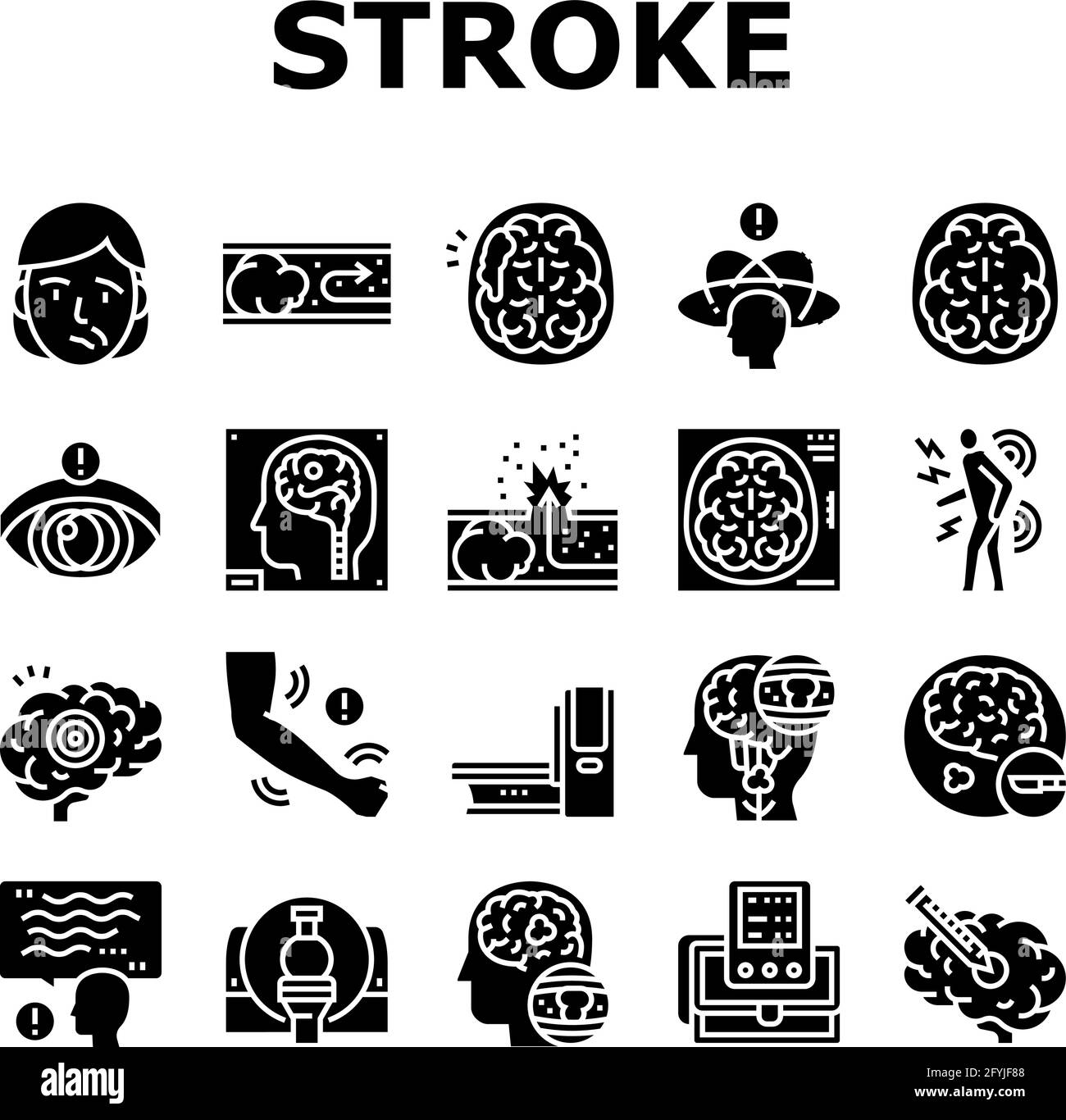Stroke Health Problem Collection Icons Set Vector Stock Vector Image ...
