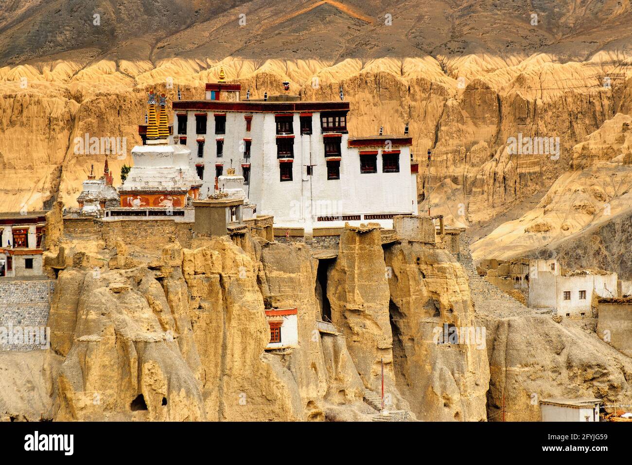 Lamayuru monastery with view of moonland in background,Ladakh,Jammu and ...