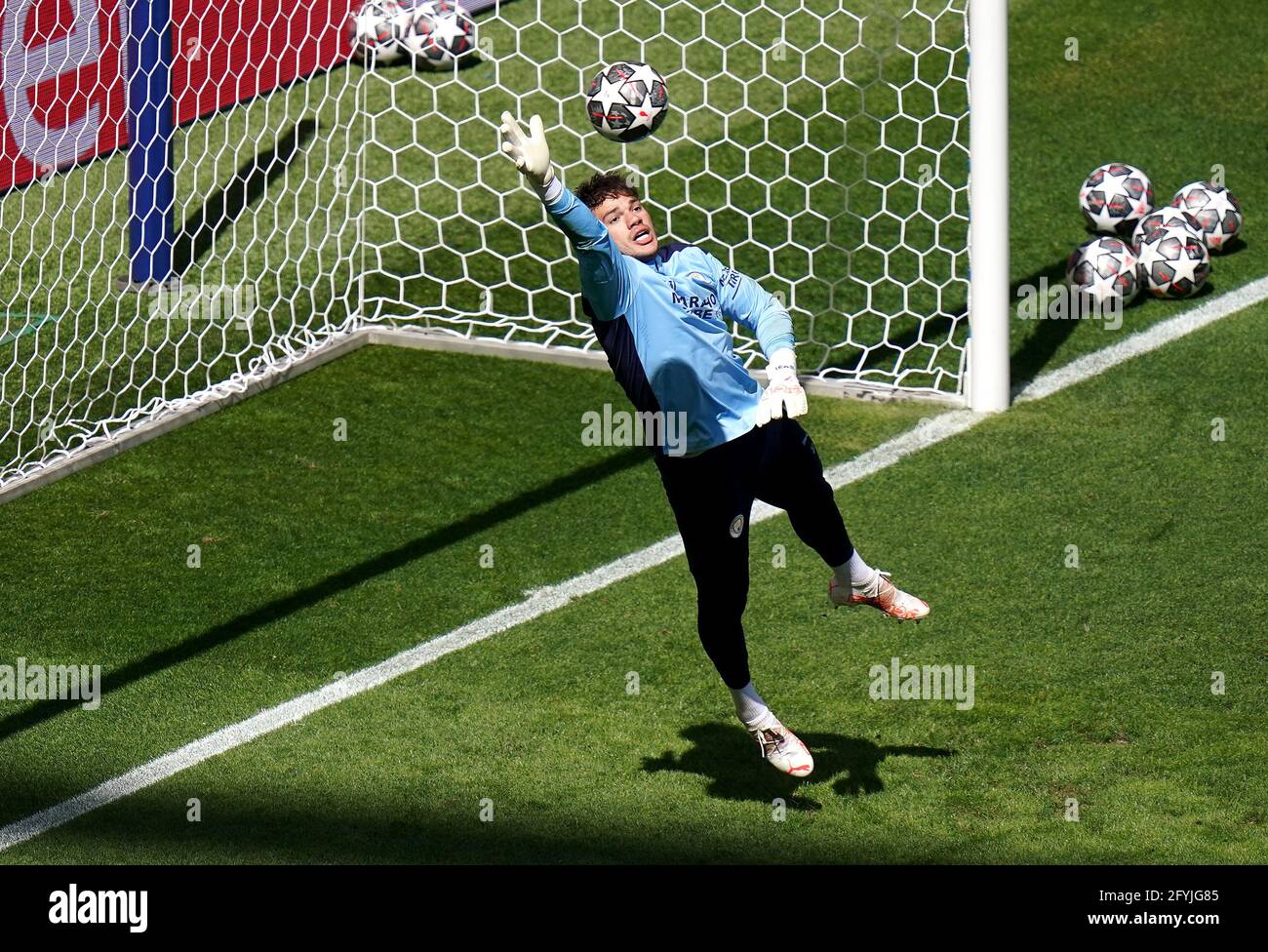 Manchester City goalkeeper Ederson during a training session before the ...