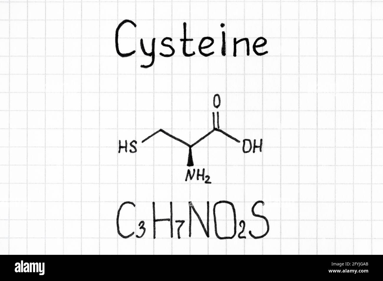 Handwriting Chemical formula of Cysteine. Close-up Stock Photo - Alamy