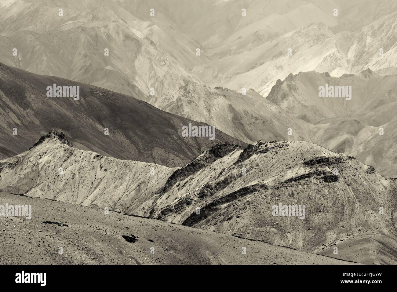 Nice tinted rocks of Moonland, landscape Leh, Jammu Kashmir, India. The ...