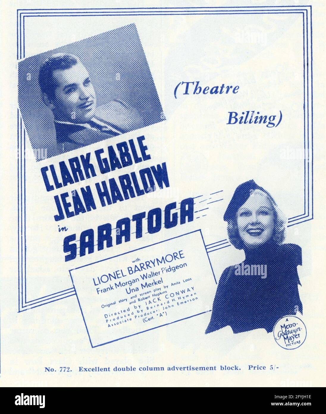 CLARK GABLE and JEAN HARLOW in SARATOGA 1937 director JACK CONWAY original story and screenplay ...