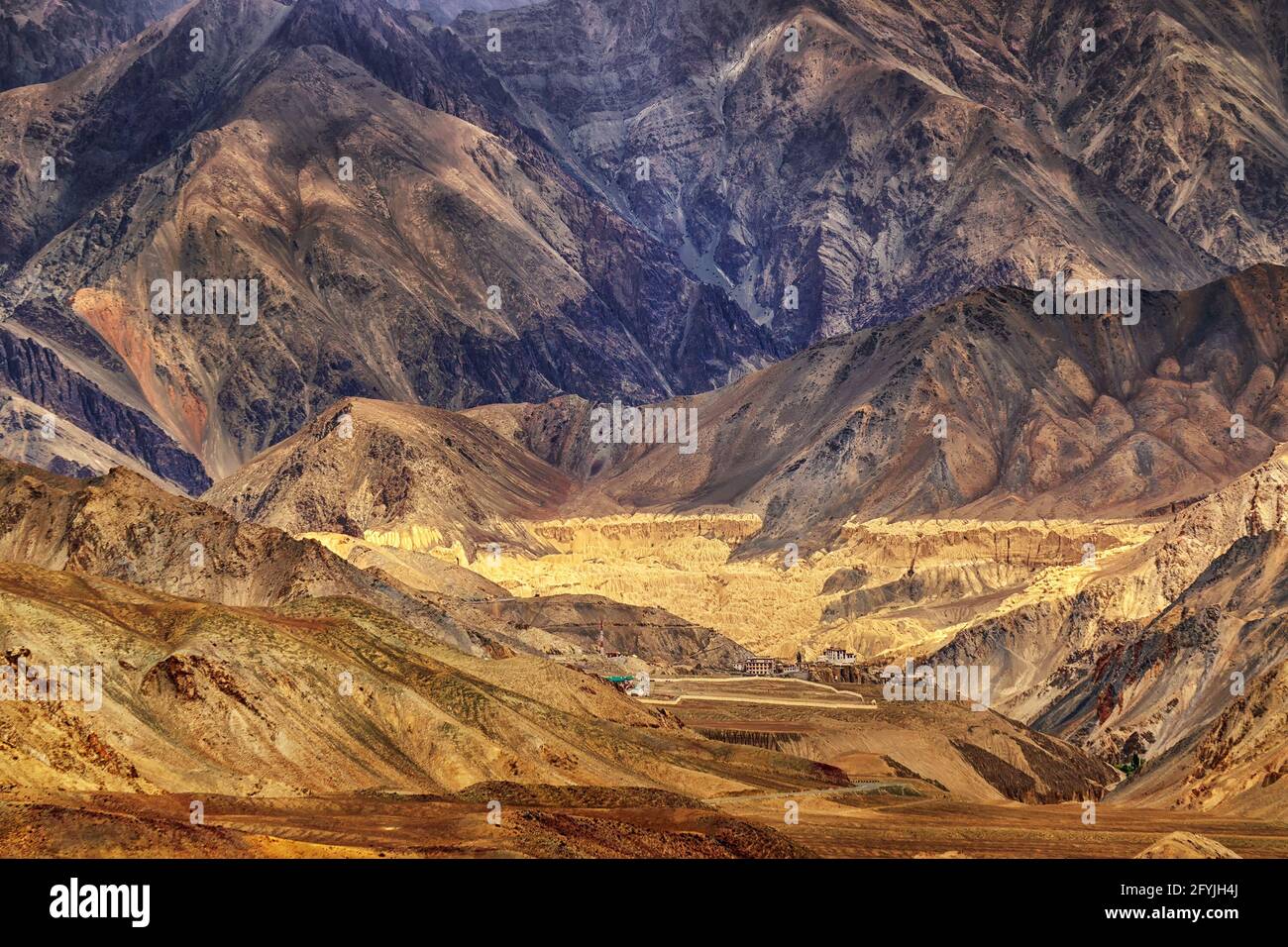 Lamayuru monastery with view of moonland in background,Ladakh,Jammu and ...