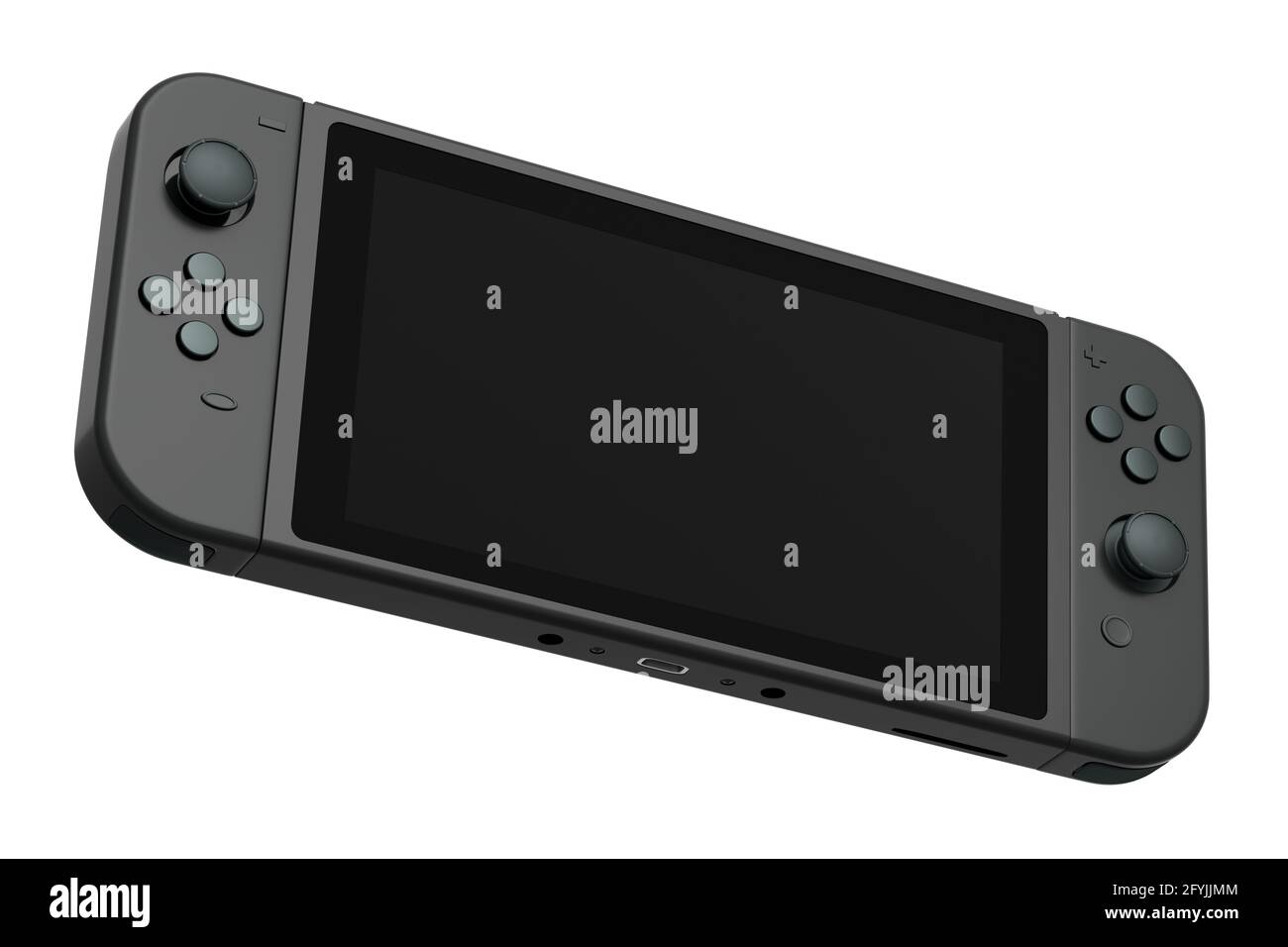 Realistic video game controllers attached to mobile phone on white ...