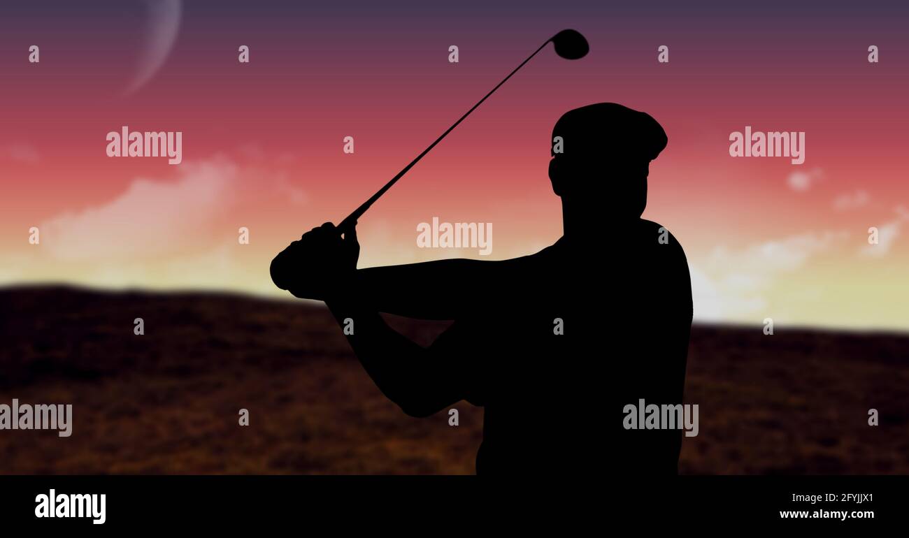 Animation golf player silhouette over hi-res stock photography and ...
