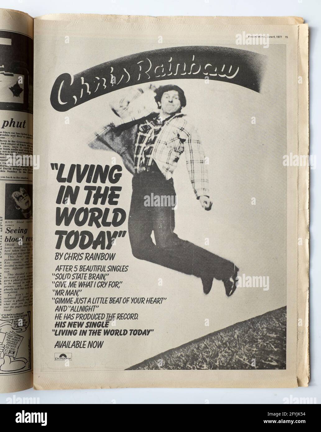 Chris Rainbow Advert in Record Mirror 1977 Stock Photo - Alamy