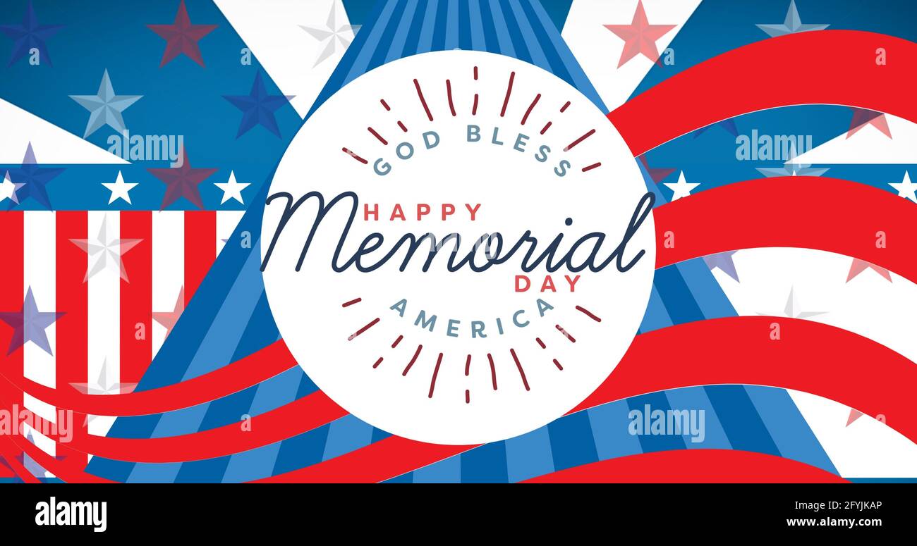 Composition of happy memorial day text with american flag pattern Stock ...