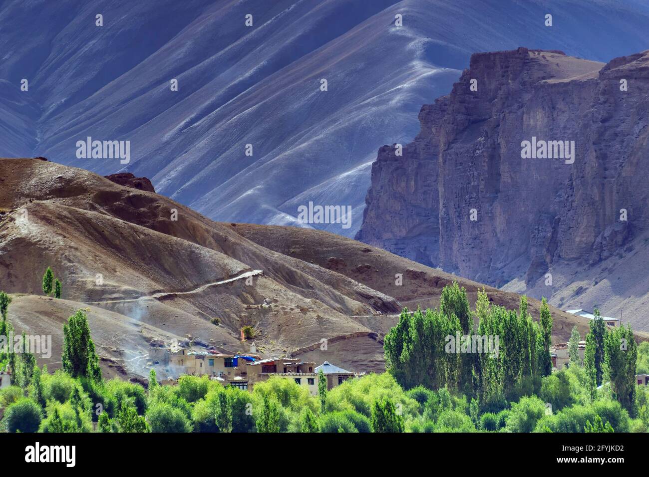 aerial view of Leh ladakh landscape, Mulbekh, light and shadow, Jammu ...