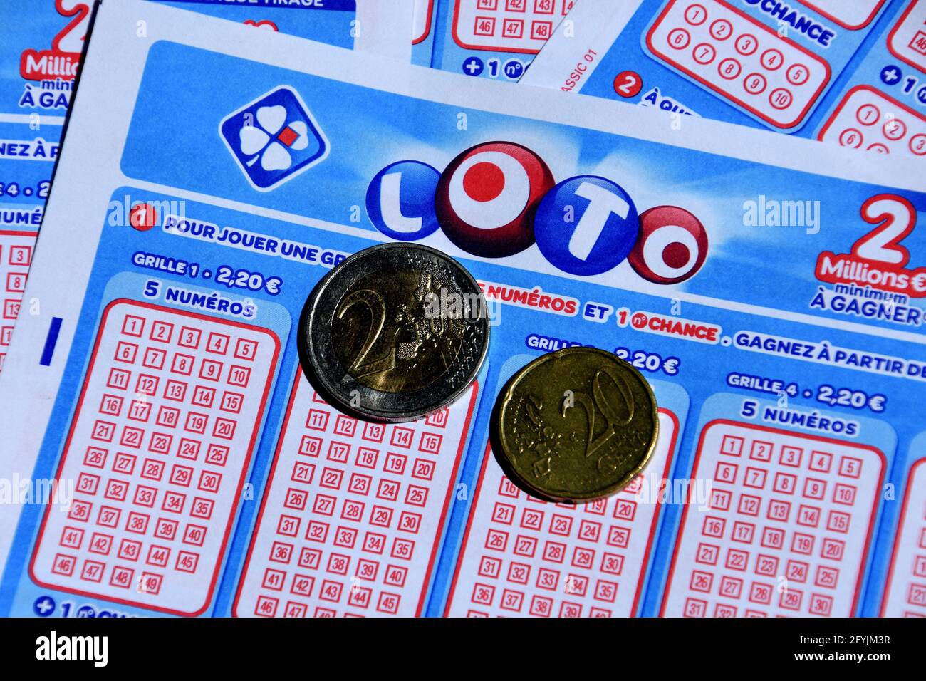 France. 23rd May, 2021. In this photo illustration, coins seen on Lotto ...