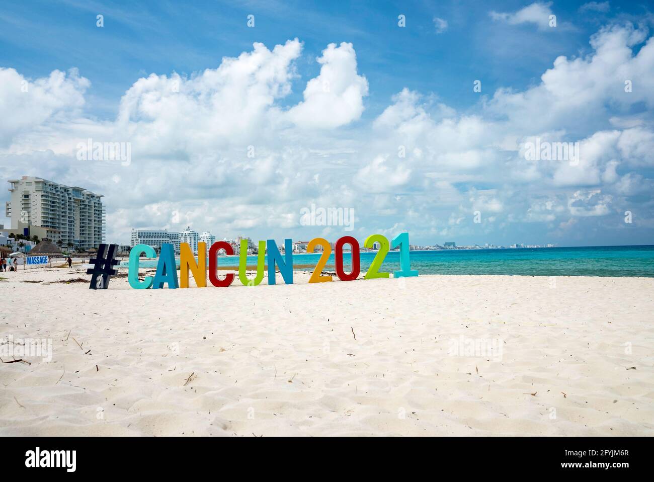 Cancun 2021 sign on the beach in Cancun in Mexico Stock Photo - Alamy