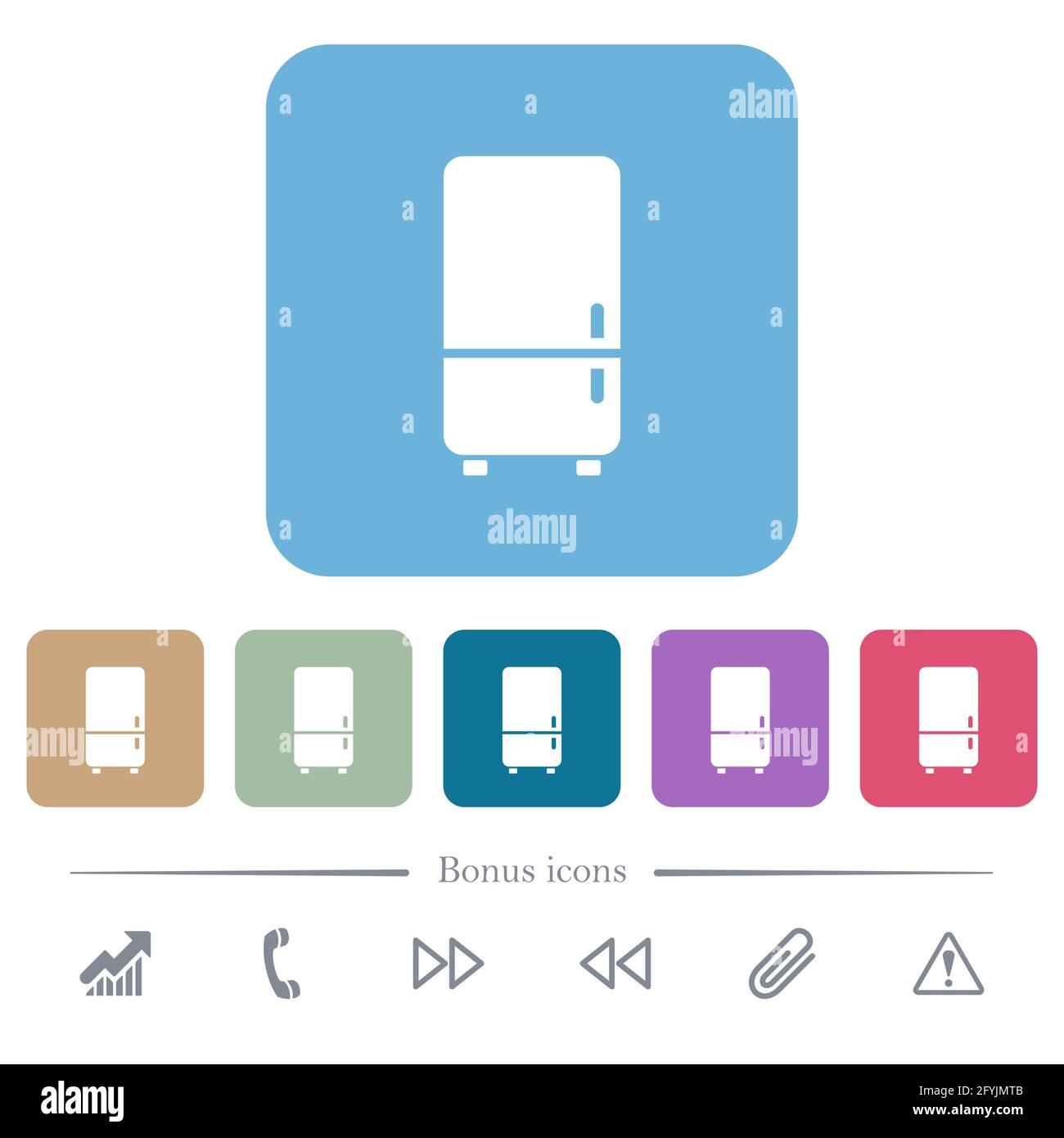 Refrigerator white flat icons on color rounded square backgrounds. 6 ...