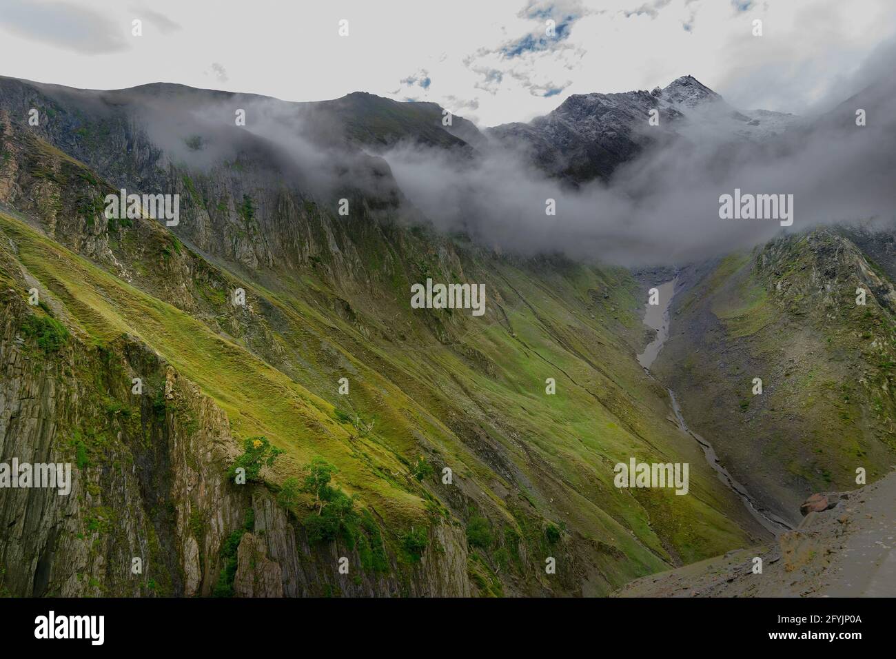 Zoji la pass, view of clouds and Himalayan Mountains at Jammu and ...