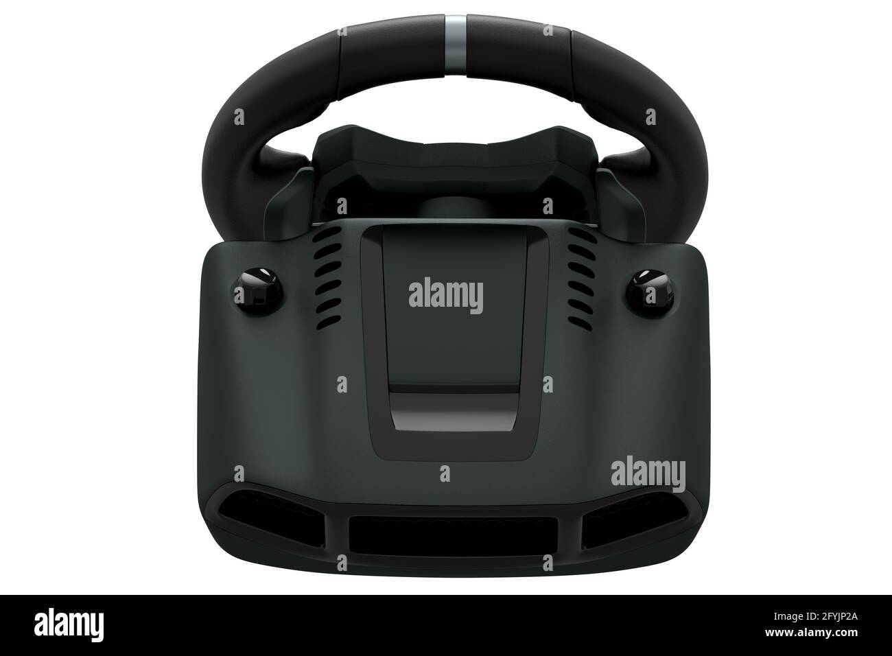 Realistic leather steering wheel isolated on a white background back ...