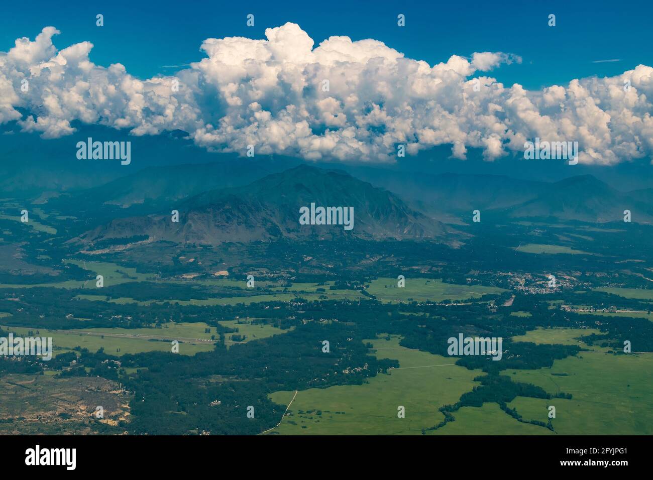 Aerial view of Srinagar - agricultural land , surrounded by Himalayan ...
