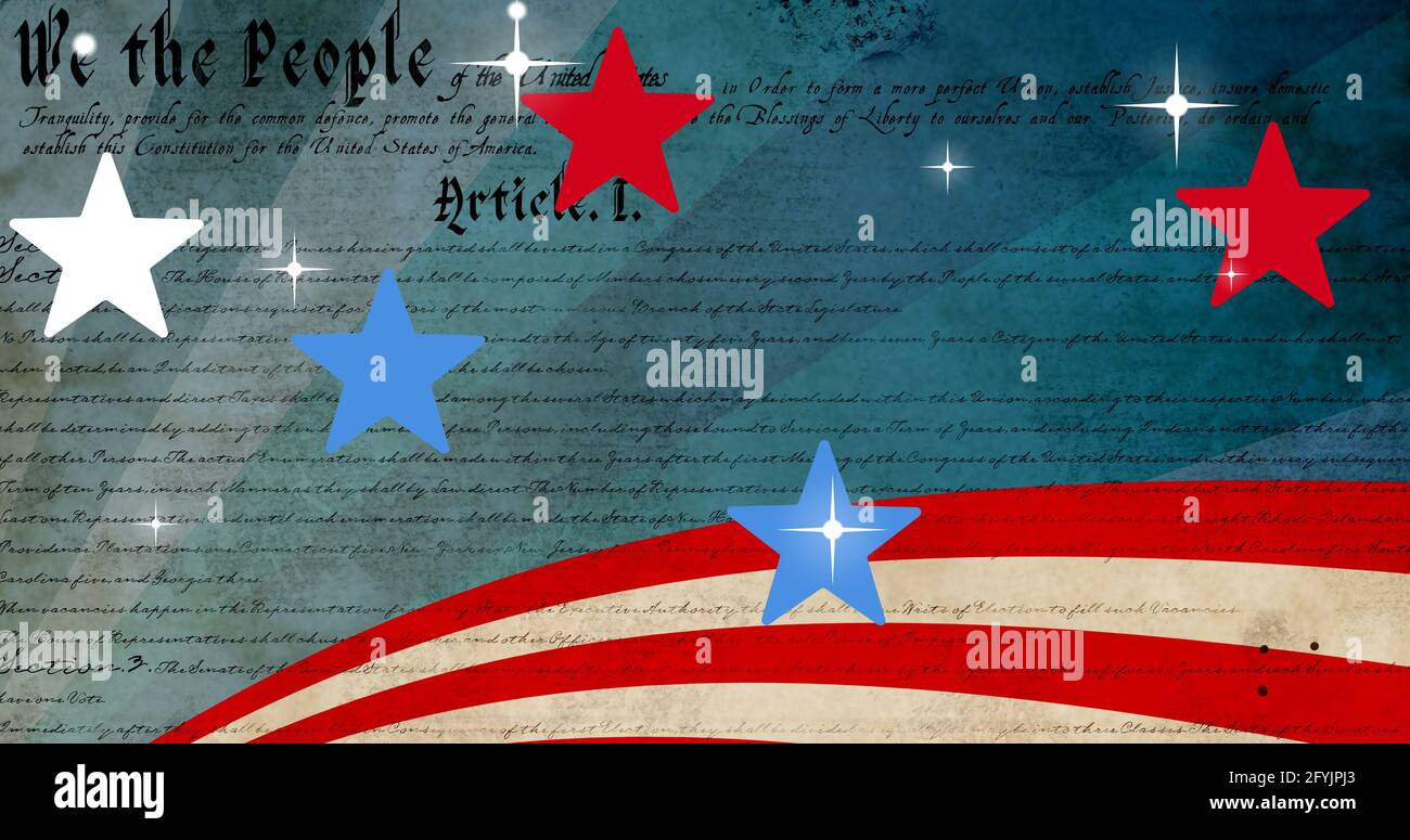 Composition of stars and stripes of american flag over american ...