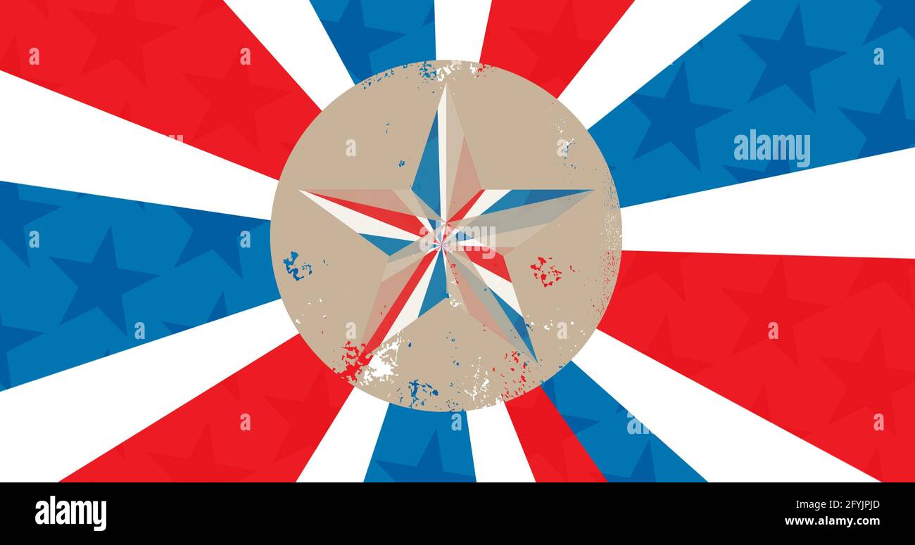 Composition of star symbol over american flag pattern stripes Stock ...