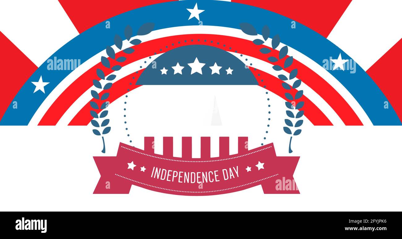 Composition of independence day text and stars and stripes over ...