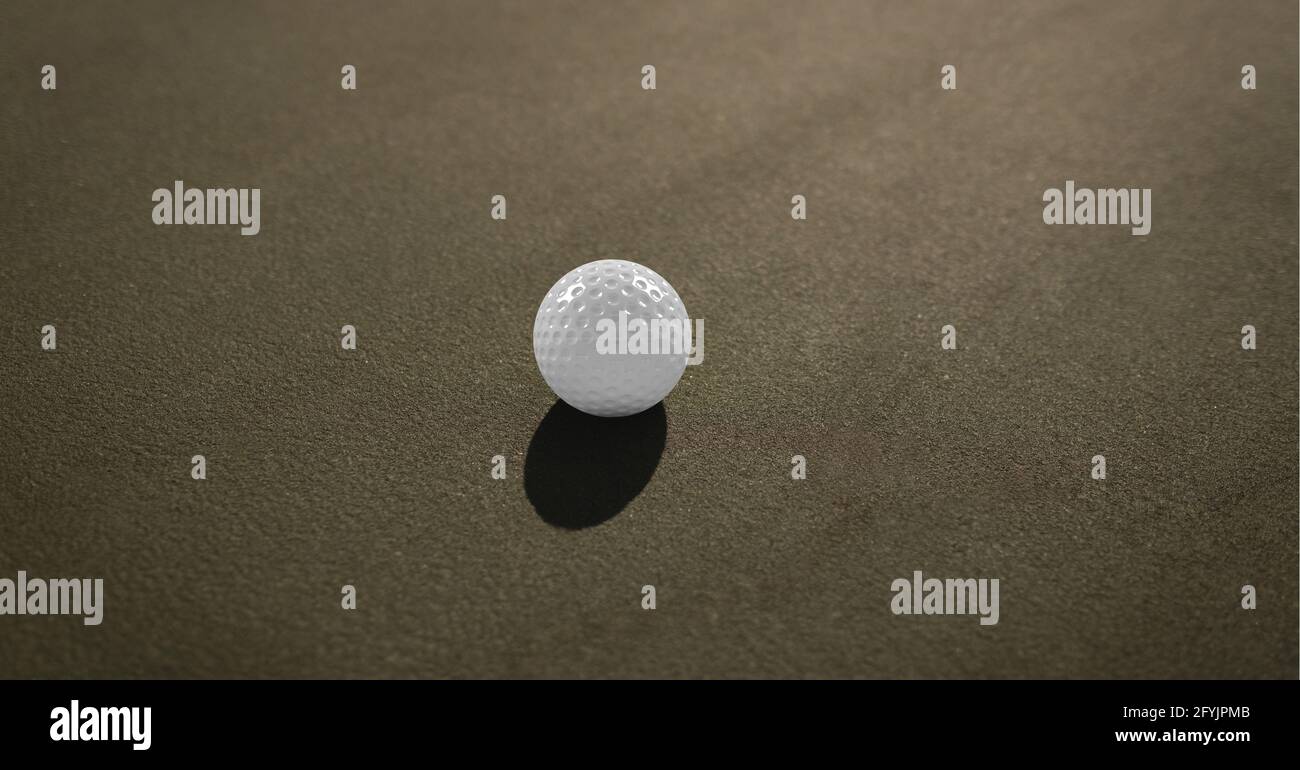 Composition of golf ball on grey asphalt road and copy space Stock ...