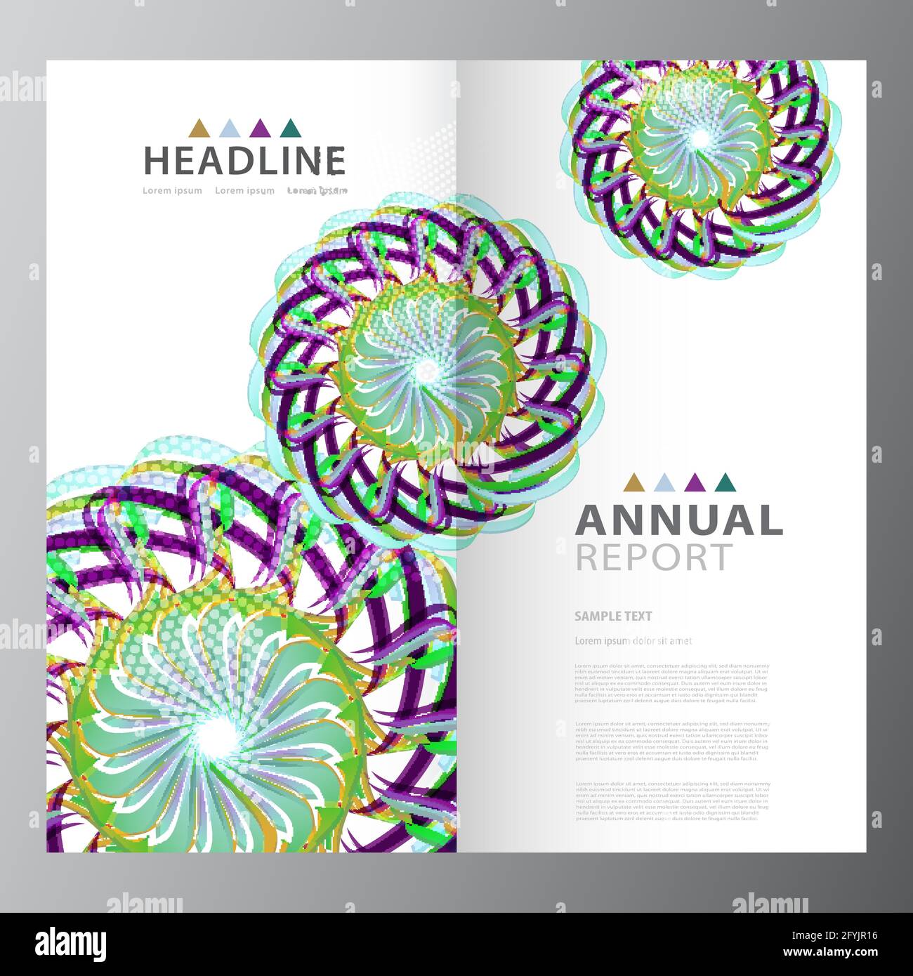 Annual colorful business report template design layout Stock Vector ...