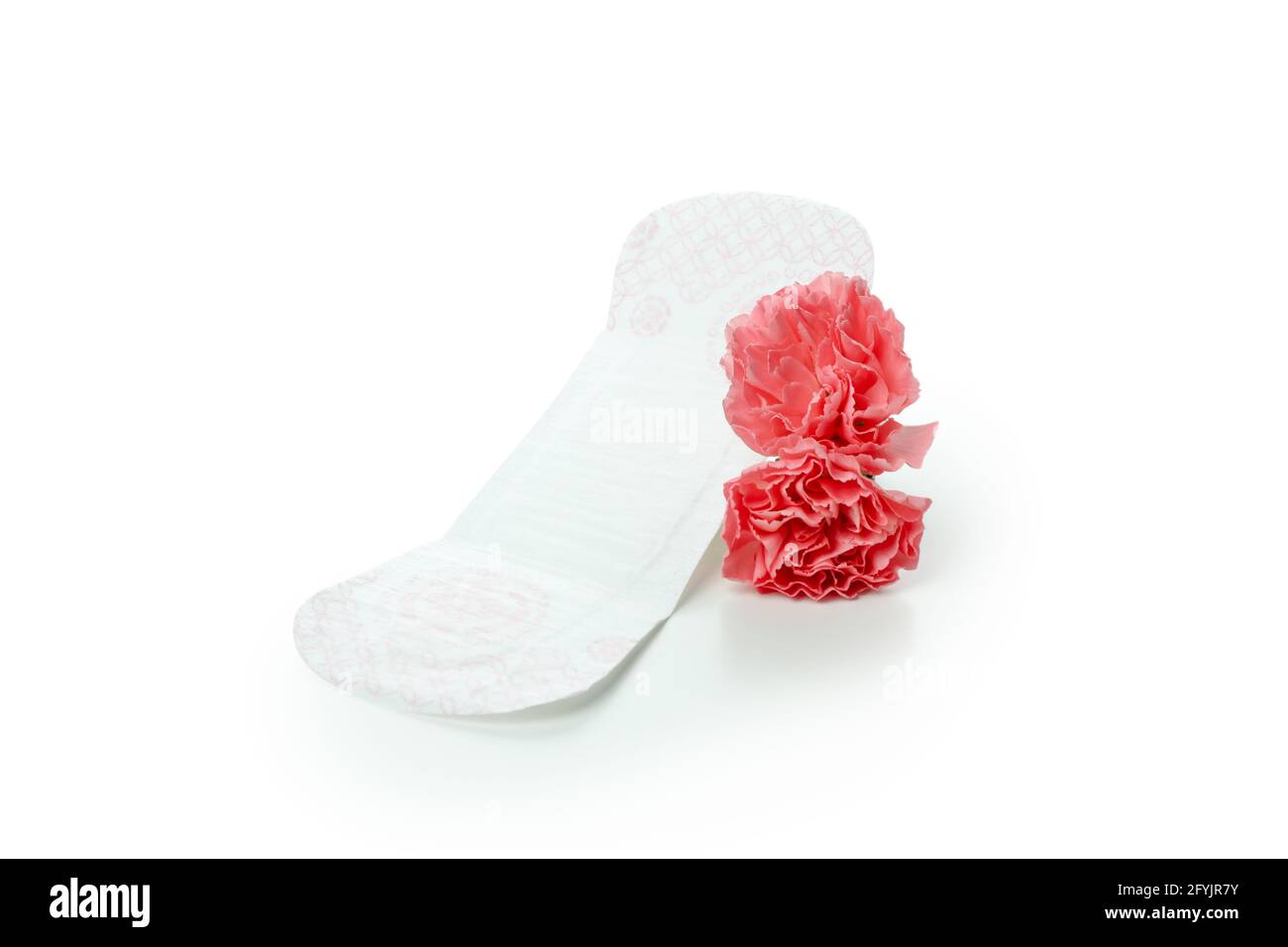 Hygiene pad and flowers isolated on white background Stock Photo - Alamy