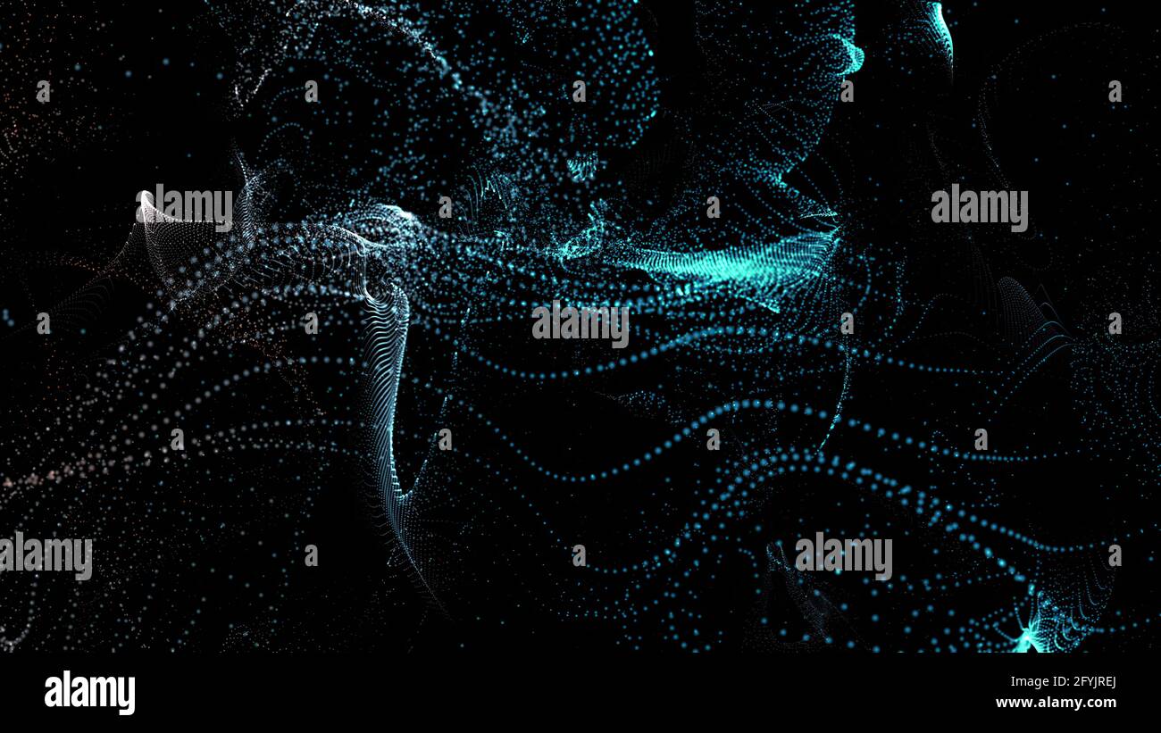 3d illustration - particles on a black background. 3d rendering Stock ...