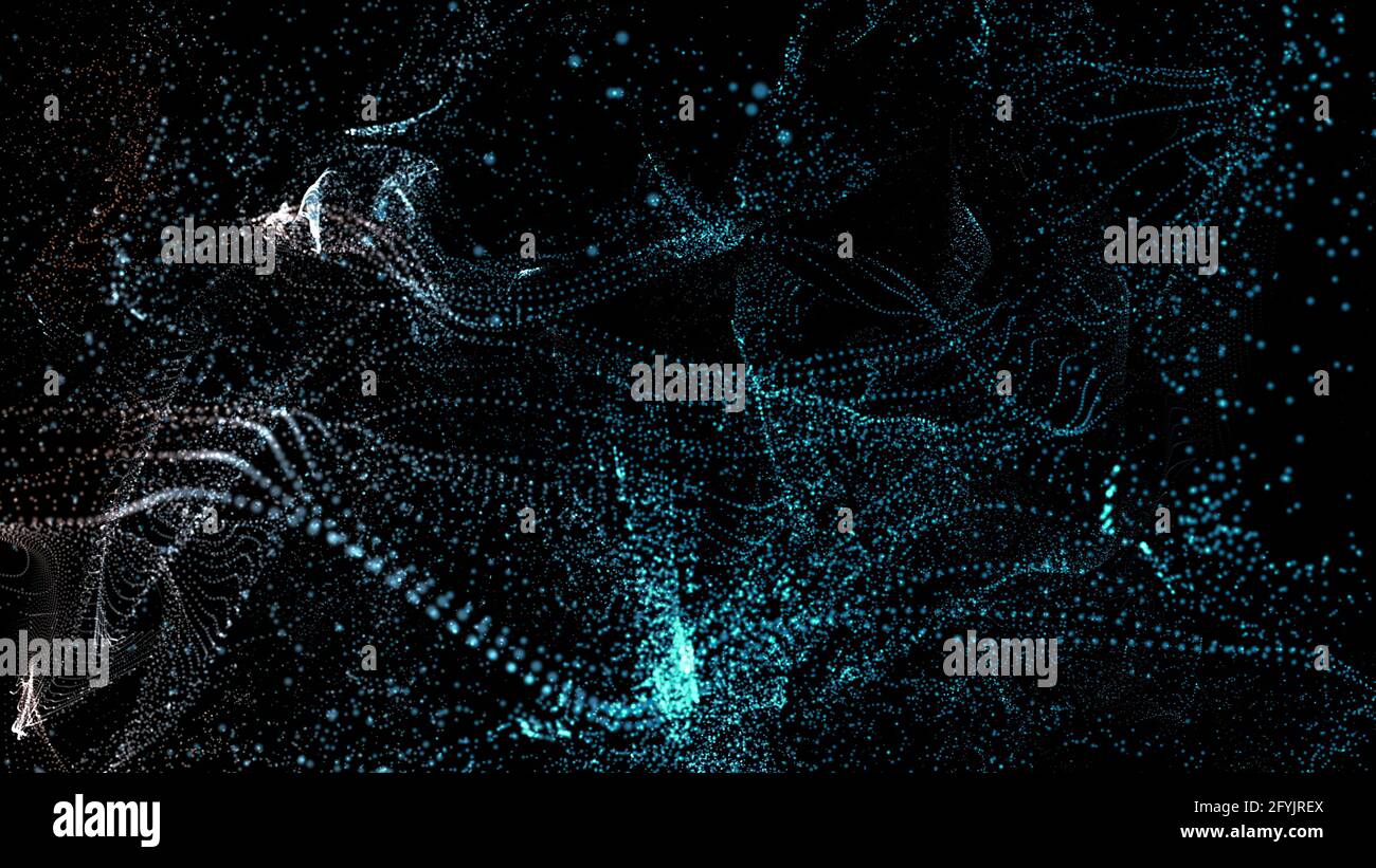 3d illustration - particles on a black background. 3d rendering Stock ...
