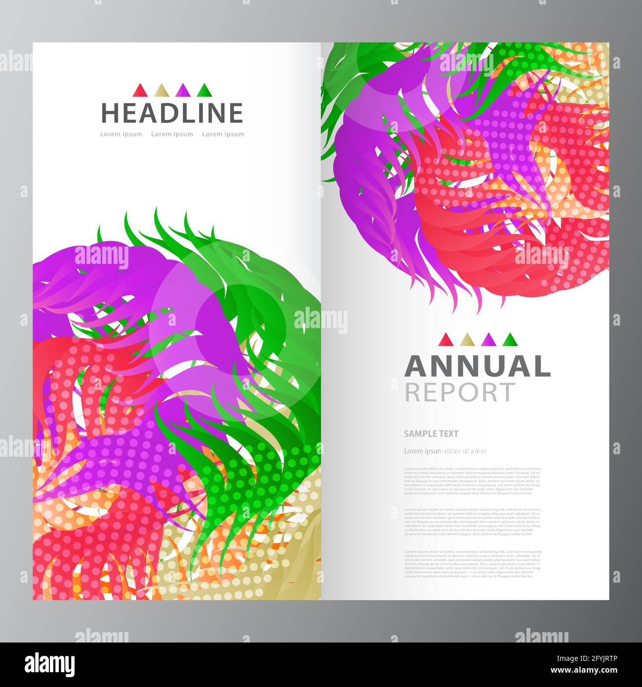 Annual colorful business report template design layout Stock Vector ...