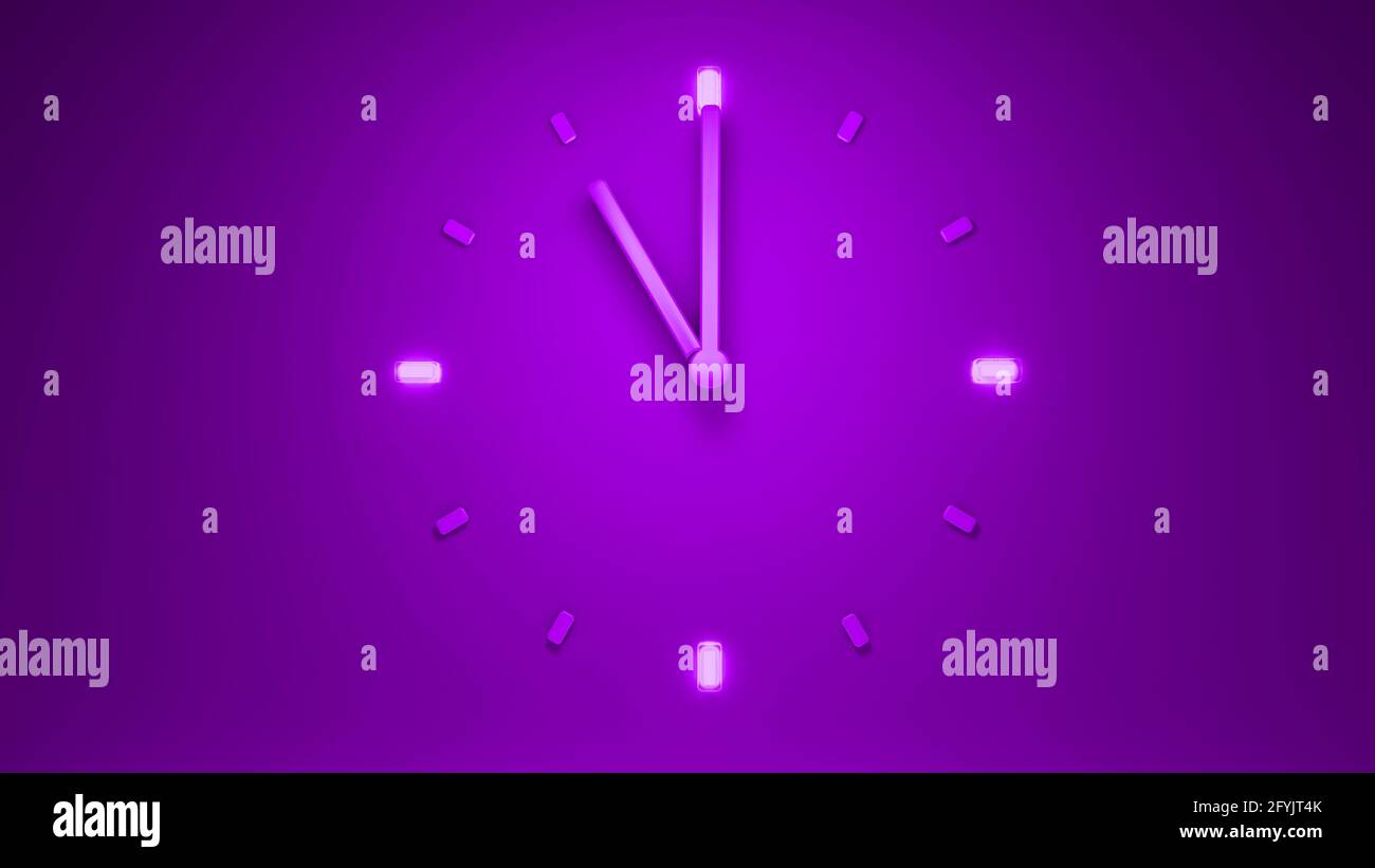 11 o clock am pm Backlit purple clock time 3D illustration 3D rendering ...