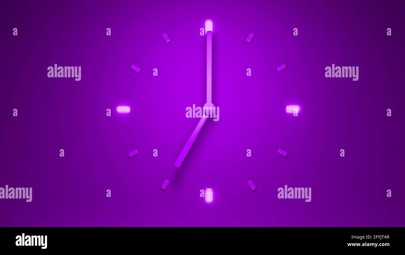 7 o clock am pm Backlit purple clock time 3D illustration 3D rendering ...