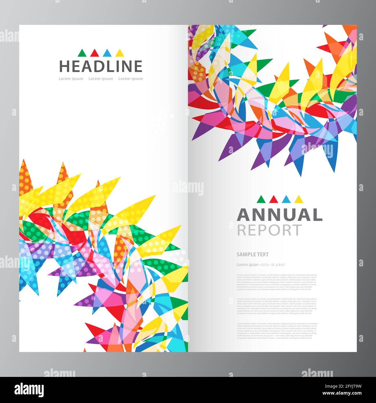 Annual colorful business report template design layout Stock Vector ...
