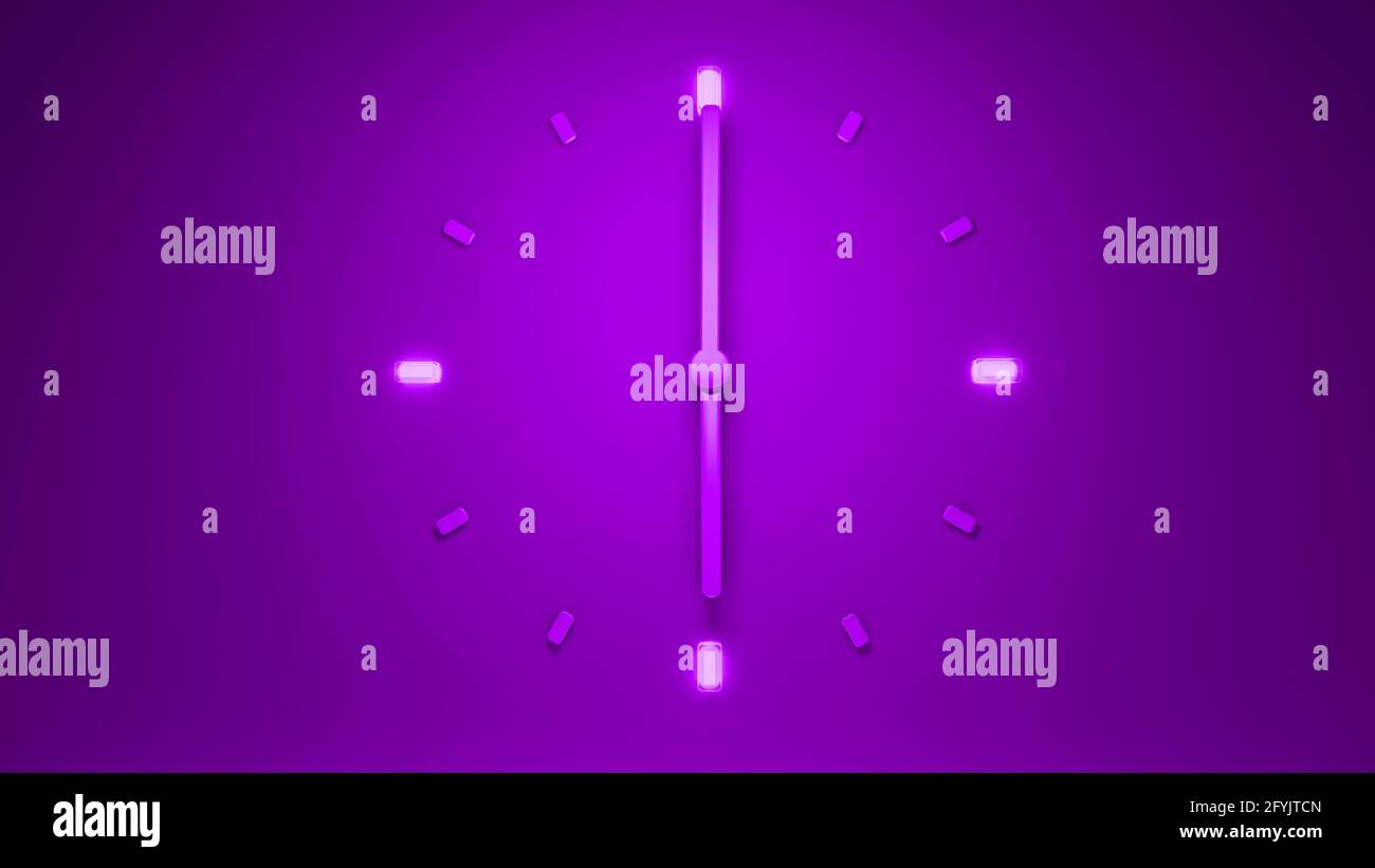 6 o'clock am pm Backlit purple clock time 3D illustration 3D rendering ...