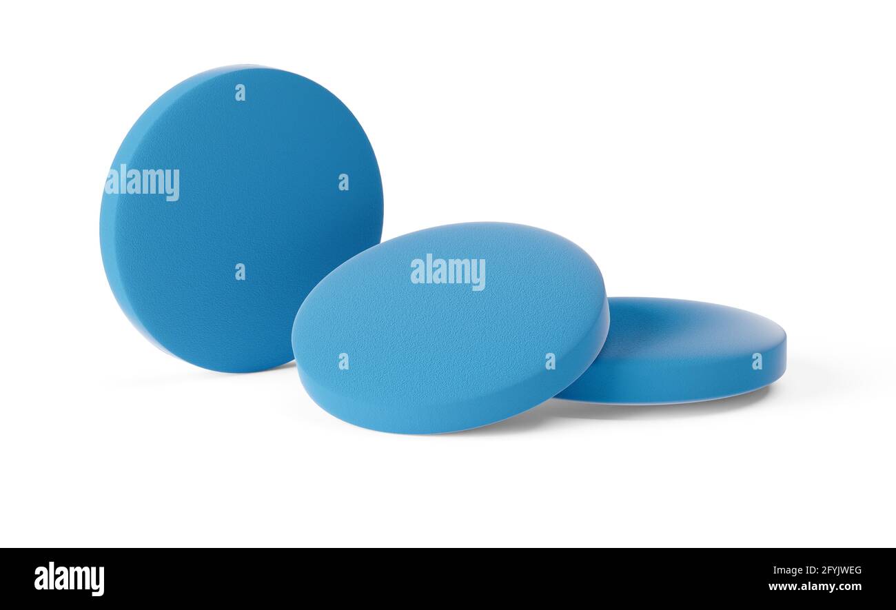 Blue pills over white background, medical treatment, pharmaceutical or ...