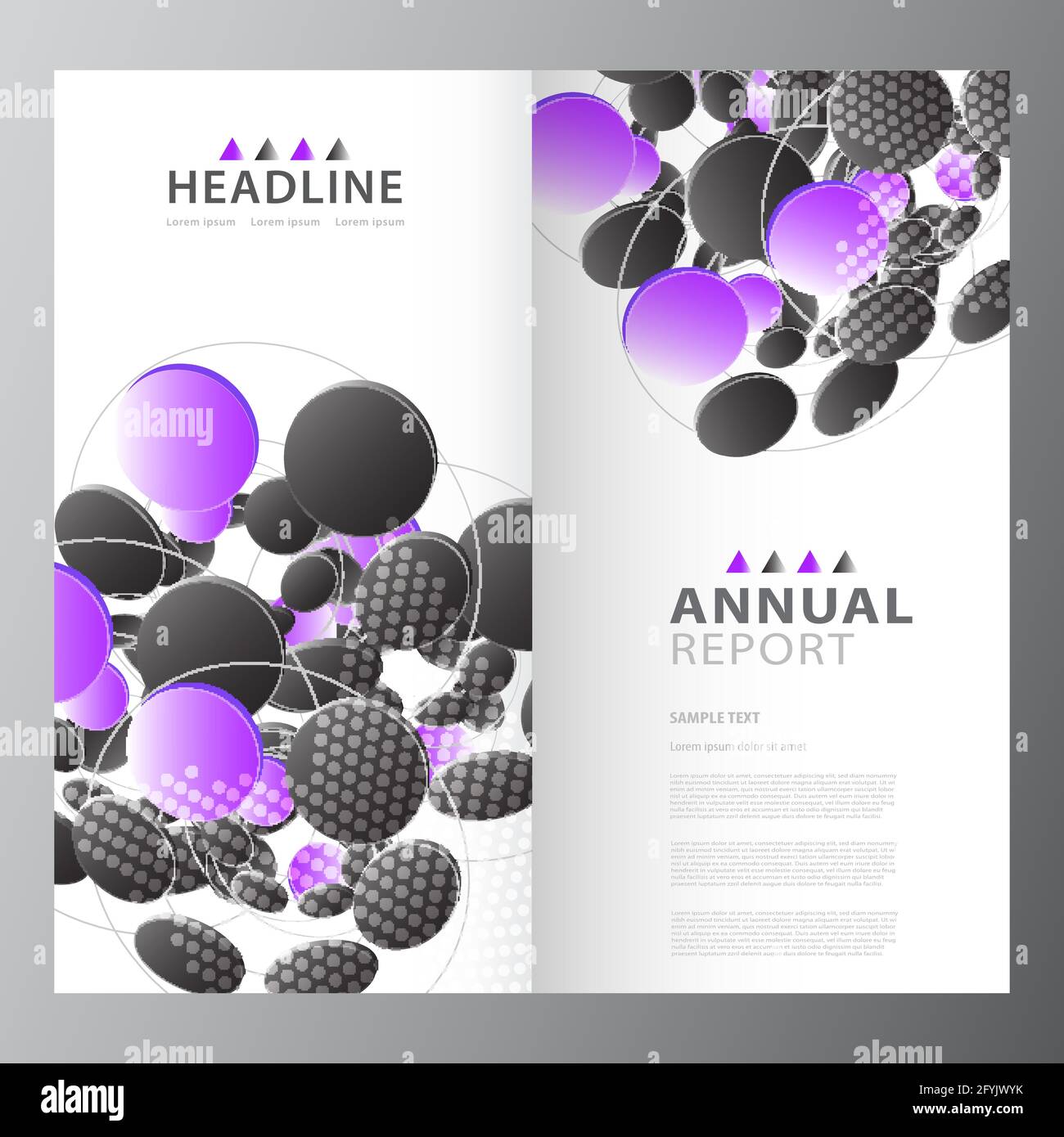 Annual colorful business report template design layout Stock Vector ...