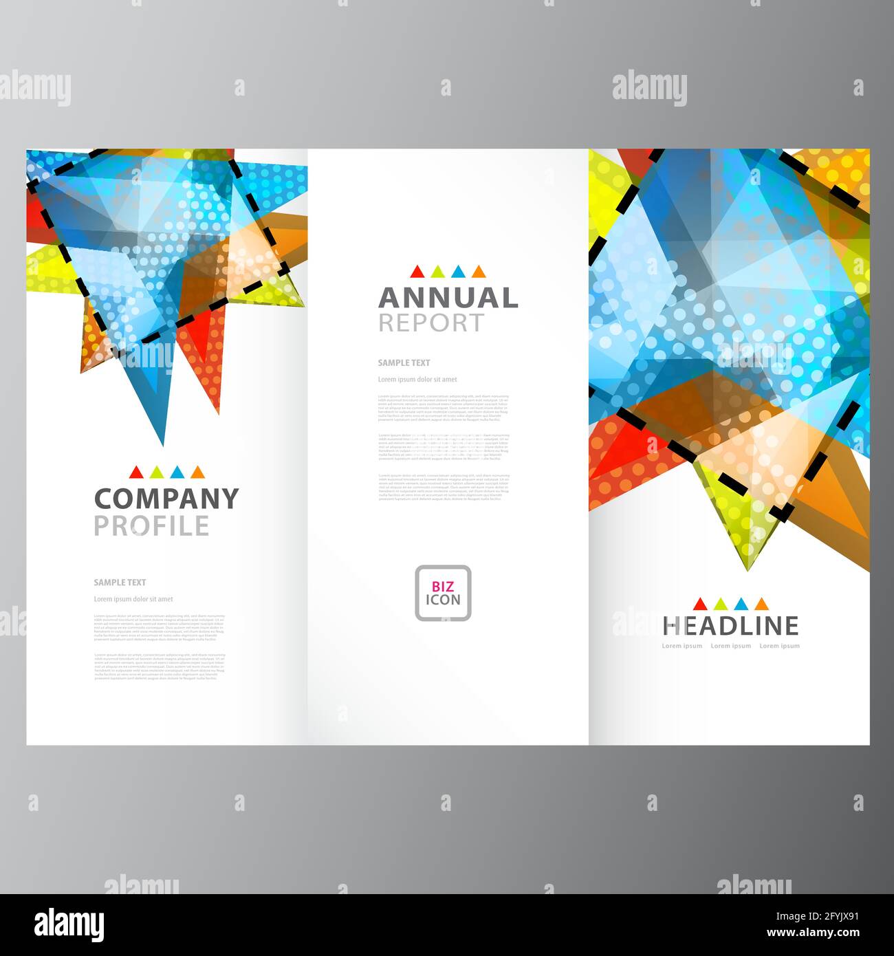 Annual colorful business report template design layout Stock Vector ...