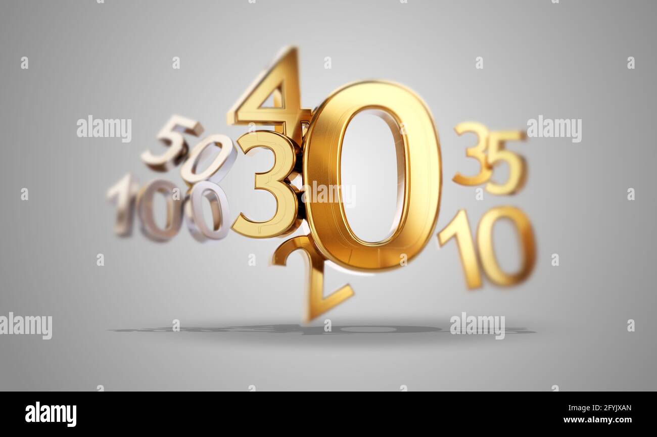 golden zero symbol. 0 and changing number as 20, 30, 40 as incidences ...