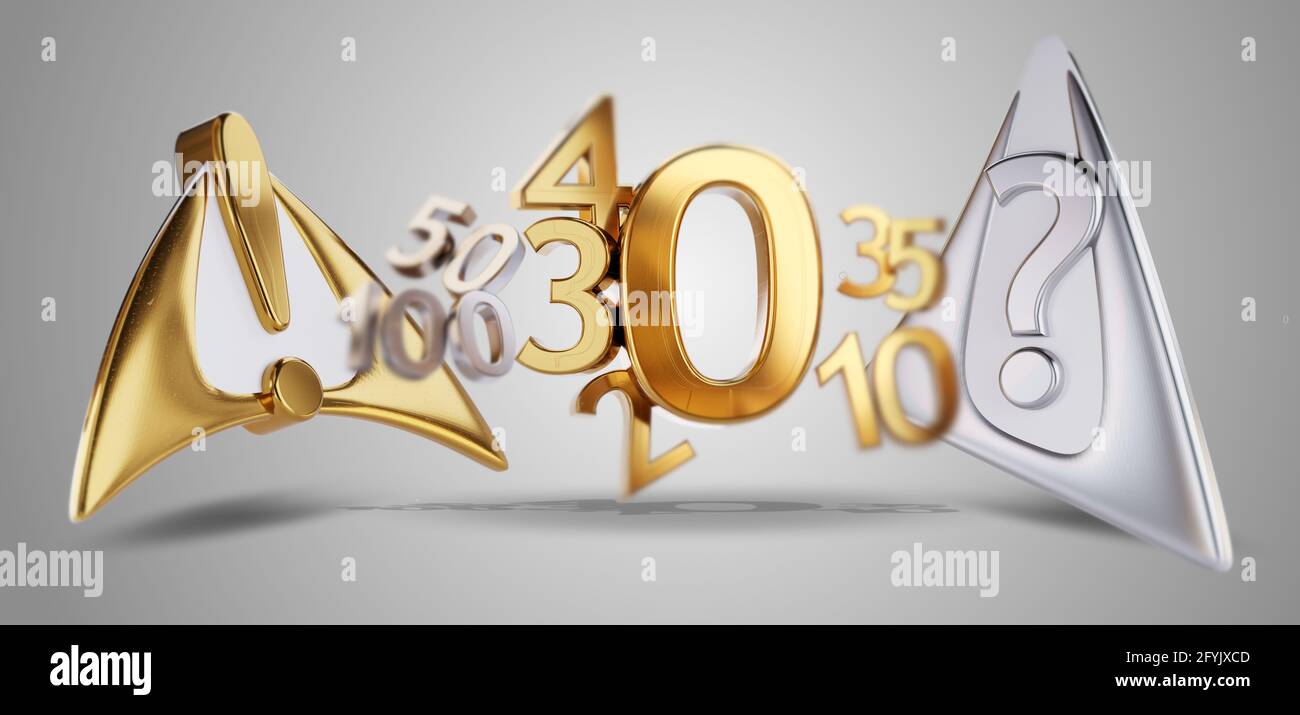 warning attention and question mark golden zero symbol. 0 and changing ...