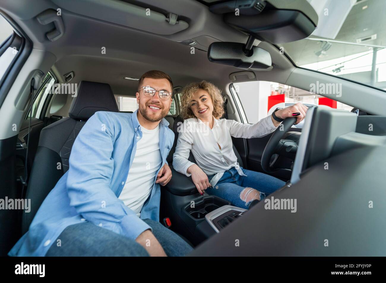 Joyful owner new car smiling hi-res stock photography and images - Alamy