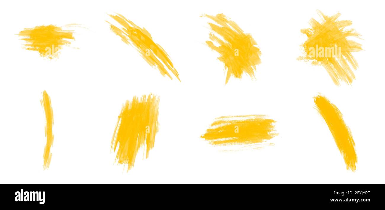 Beautiful yellow brushes illustration for painting. Abstract isolated ...