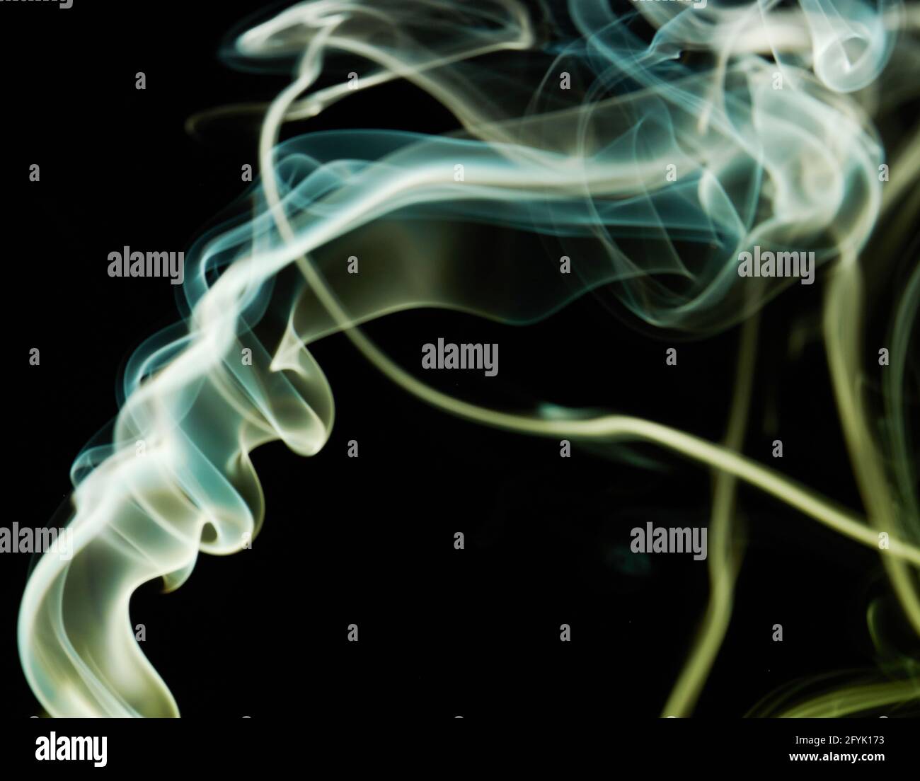 Abstract green smoke twist with smooth shape in black background Stock ...