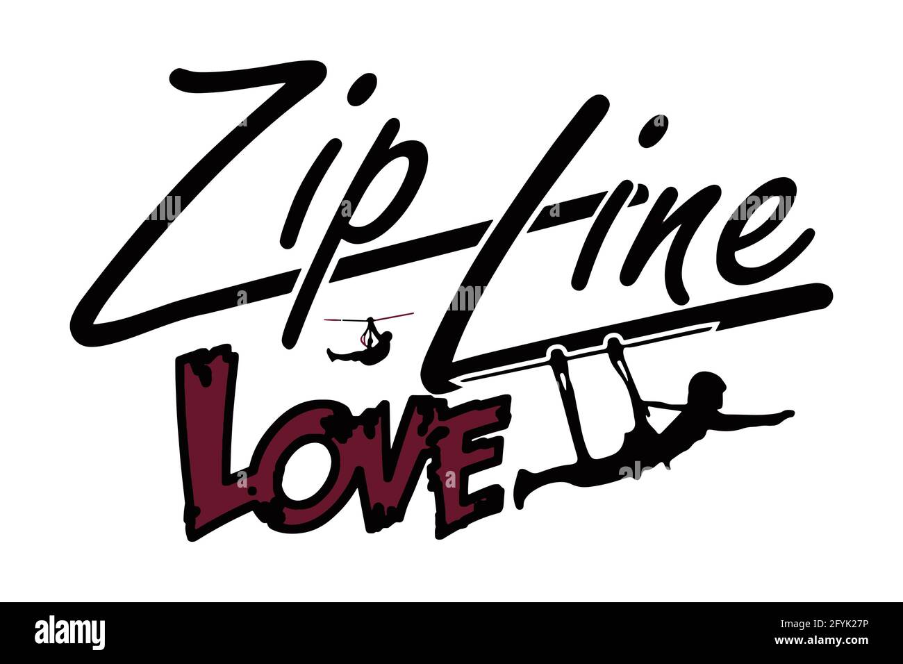 zip line love graphic illustration for sports lovers and outdoor ...