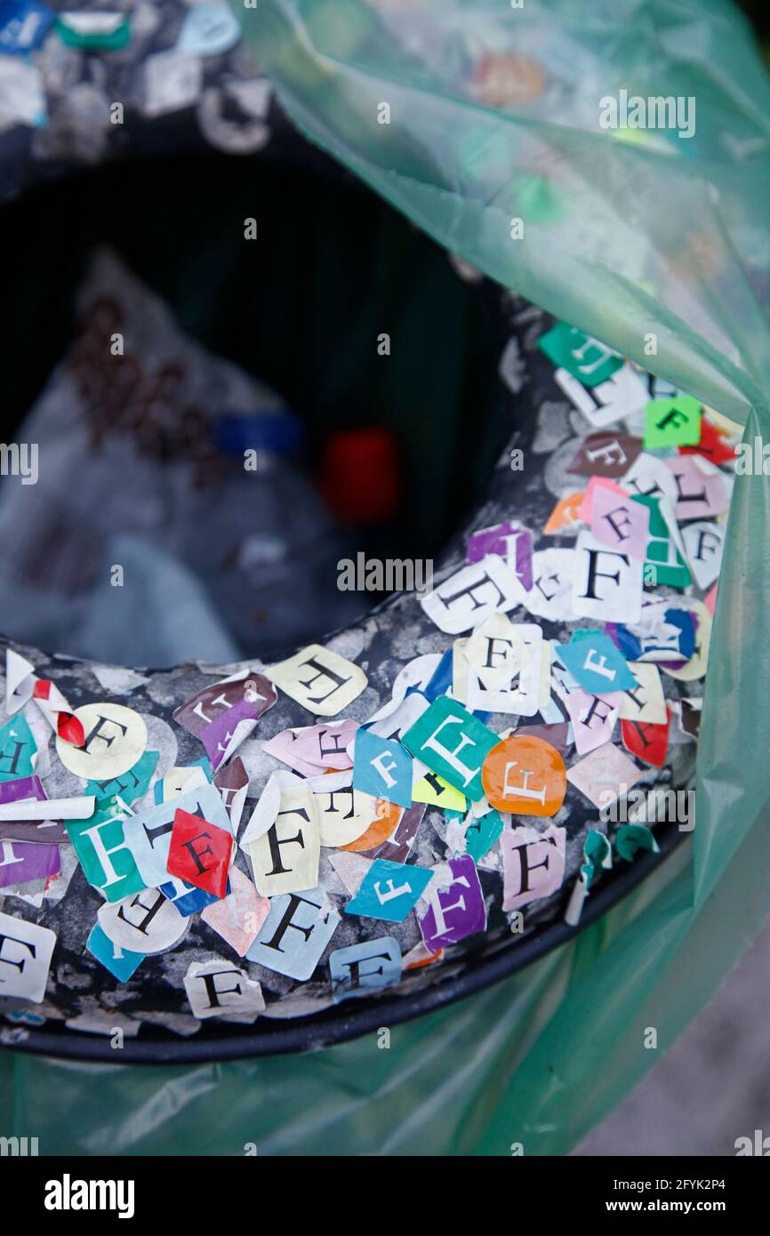 The letter F as a sticker Stock Photo - Alamy