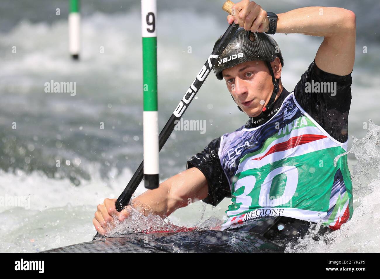 Flavio MICOZZI of Italy competes in the Men's Canoe (C1) semifinals ...
